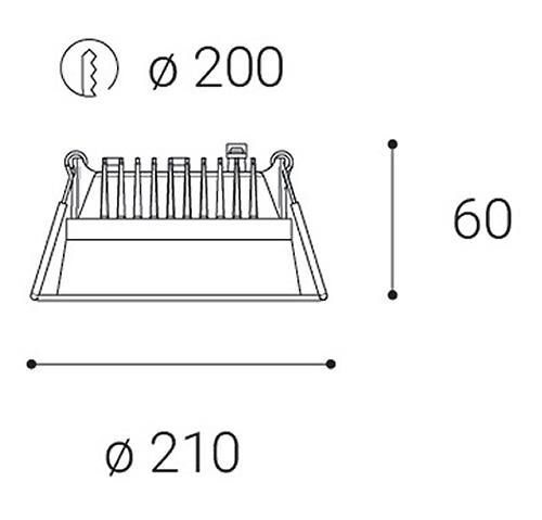 LED2 2250733D ZETA L, B DALI/PUSH DIM 25W 3000K