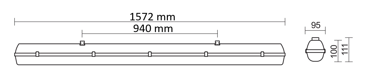 PRIMA LED TUBE 1x150 PC Svítidlo průmyslové provedení bez LED trubic ...